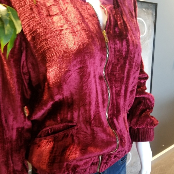 Angie | Jackets & Coats | Angie Crushed Velvet Bomber Size Large | Poshmark